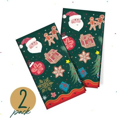 Cina Christmas Tablecloth Plastic Jumbo Disposable Table Cover with Colorful Design Santa Claus Snowflakes in vendita