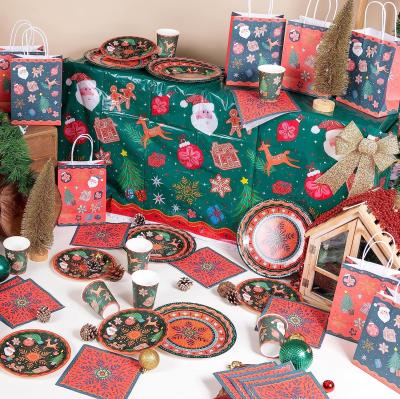 Cina Christmas Tablecloth Plastic Jumbo Disposable Table Cover with Colorful Design Santa Claus Snowflakes in vendita