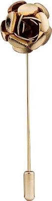 Cina Men's Metalic Gold Flower Lapel Pin/Shirt Stud Brooch Golden, Gentleman's Essentials Premium Handmade Flower Lapel Pin in vendita