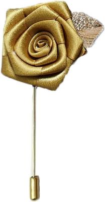 Cina Men's Metalic Gold Flower Lapel Pin/Shirt Stud Brooch Golden, Gentleman's Essentials Premium Handmade Flower Lapel Pin in vendita