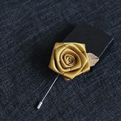 Cina Men's Metalic Gold Flower Lapel Pin/Shirt Stud Brooch Golden, Gentleman's Essentials Premium Handmade Flower Lapel Pin in vendita