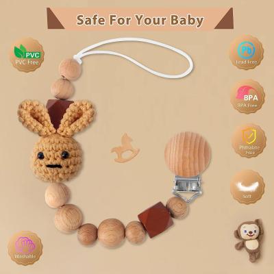 Cina Pacifier Clip, Neutral Cute Rabbit Pacifier Leash For Boys Girls Fits For All Pacifiers, Ideal Baby Shower Baby Gift in vendita