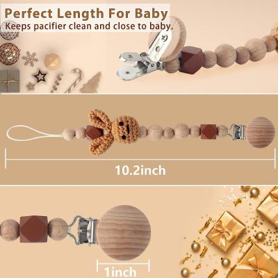 Cina Pacifier Clip, Neutral Cute Rabbit Pacifier Leash For Boys Girls Fits For All Pacifiers, Ideal Baby Shower Baby Gift in vendita