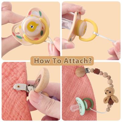 Cina Pacifier Clip, Neutral Cute Rabbit Pacifier Leash For Boys Girls Fits For All Pacifiers, Ideal Baby Shower Baby Gift in vendita