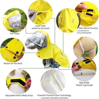 Cina Dog Waterproof Raincoat with Poncho Hoodie, High Reflective Adjustable Yellow Pet Rain Jacket with Leash Hole in vendita