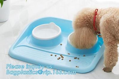 Cina Pet Dog Bowls 2 Stainless Steel Dog Bowl No Spill Non-Skid Silicone Mat Pet Food Scoop Water and Food Feeder Bowl in vendita