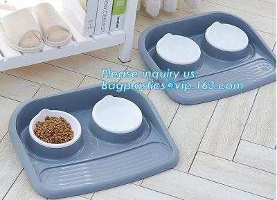 Cina Pet Dog Bowls 2 Stainless Steel Dog Bowl No Spill Non-Skid Silicone Mat Pet Food Scoop Water and Food Feeder Bowl in vendita