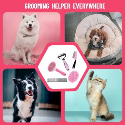 Cina Dog Brush Grooming Kit 5 In 1 Shedding - Dog Grooming Dog Brush for Shedding Haired Dogs, Deshedder Brush for Dogs in vendita