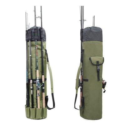 Cina Durable Canvas Fishing Rod & Reel Organizer Bag Travel Carry Case Bag- Holds 5 Poles & Tackle in vendita