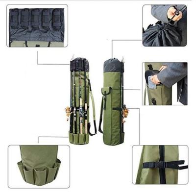 Cina Durable Canvas Fishing Rod & Reel Organizer Bag Travel Carry Case Bag- Holds 5 Poles & Tackle in vendita