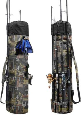 Cina Durable Canvas Fishing Rod & Reel Organizer Bag Travel Carry Case Bag- Holds 5 Poles & Tackle in vendita