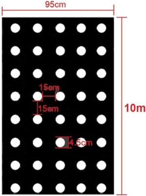 Cina Weed Control Mulch Film, Agriculture Vegetable Black PE Films, 5 Holes Greenhouse Perforated Film in vendita