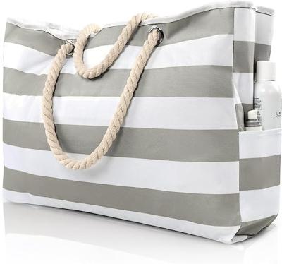 Cina Beach Bag for Women - Large Beach Tote Bag, Waterproof Sandproof Beach Bag with Zipper, Large Swim Pool Beach Tote in vendita
