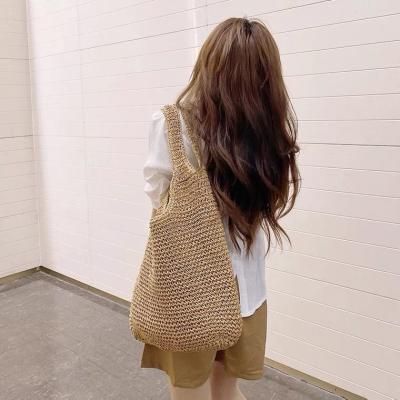 Cina Woven Tote Bag for Women Large Straw Bags Summer Beach Hand-woven Shoulder Bag Boho Rattan Handbag in vendita