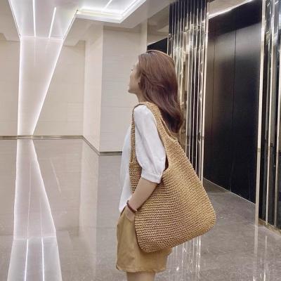 Cina Woven Tote Bag for Women Large Straw Bags Summer Beach Hand-woven Shoulder Bag Boho Rattan Handbag in vendita