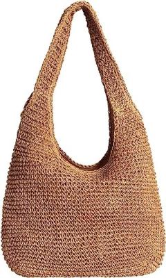 Cina Woven Tote Bag for Women Large Straw Bags Summer Beach Hand-woven Shoulder Bag Boho Rattan Handbag in vendita