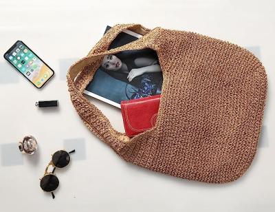 Cina Woven Tote Bag for Women Large Straw Bags Summer Beach Hand-woven Shoulder Bag Boho Rattan Handbag in vendita