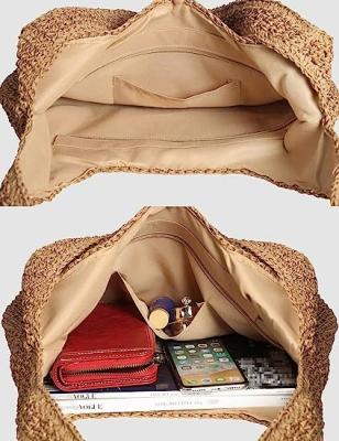 Cina Woven Tote Bag for Women Large Straw Bags Summer Beach Hand-woven Shoulder Bag Boho Rattan Handbag in vendita