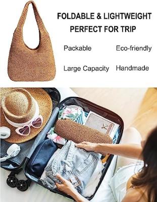 Cina Woven Tote Bag for Women Large Straw Bags Summer Beach Hand-woven Shoulder Bag Boho Rattan Handbag in vendita