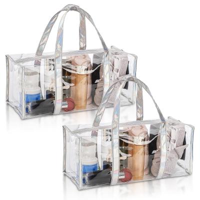 Cina Tote Bag for Women Clear Gym Bag PVC Beach Bag Sports Duffel Bag with Durable Metal Zipper (One Clear Bag) in vendita