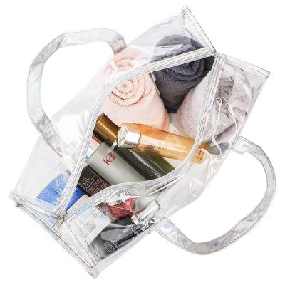 Cina Tote Bag for Women Clear Gym Bag PVC Beach Bag Sports Duffel Bag with Durable Metal Zipper (One Clear Bag) in vendita