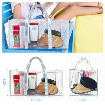 Cina Tote Bag for Women Clear Gym Bag PVC Beach Bag Sports Duffel Bag with Durable Metal Zipper (One Clear Bag) in vendita