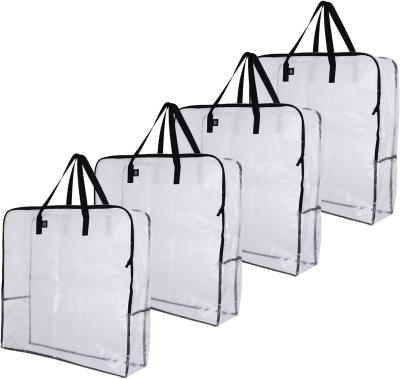 Cina Over-Sized Clear Organizer Storage Bag Strong Handles Zippers for College, Moving Supplies, Christmas Decorations in vendita