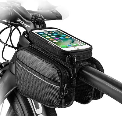 Cina Bike Phone Front Frame Bag Waterproof Bicycle Handlebar Bag With Touch Screen Cell Phone Case Holder Cycling Storage in vendita