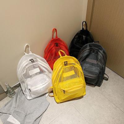 Cina Summer New Backpack Nylon Mesh Transparent Letter Bag Trendy Women'S Bag Travel Bag Casual Student Bag in vendita