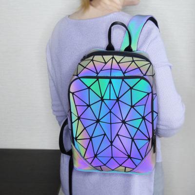 Cina Cool Luminous Personality Fashion Laser Color-Changing Shoulder Student White-Collar Travel Backpack in vendita