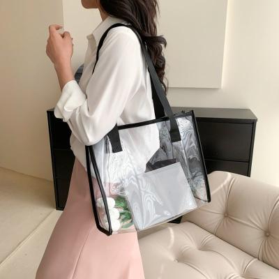 Cina Transparent Large Bag Ladies Portable Color Ins Candy Color Laser Large Capacity Environmental Protection Shopping Bag in vendita