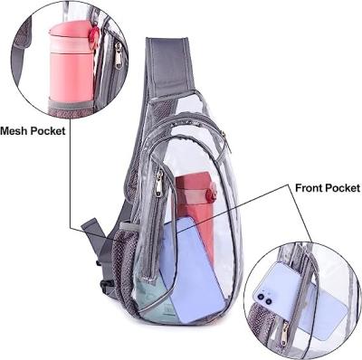 Cina Clear Sling Bag, Stadium Approved Clear Bag, Transparent Chest Daypack for Hiking, Stadium or Concerts in vendita