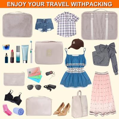 Cina Travel Luggage Packing Organizers With Laundry Bag, Compression Storage Shoe Bag, Makeup Bag, Clothing Underwear Bag in vendita
