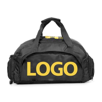 Cina Custom Logo Unisex Portable Waterproof Sports Gym Fitness Duffle Backpack Weekend Travel Duffel Bag With Shoe Storage in vendita