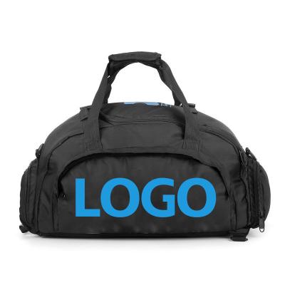 Cina Custom Logo Unisex Portable Waterproof Sports Gym Fitness Duffle Backpack Weekend Travel Duffel Bag With Shoe Storage in vendita