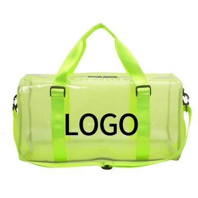 Cina Custom Logo Large Capacity Portable Clear Fitness Pvc Duffel Bag Sport Gym Travel Duffle Beach Bag For Women in vendita