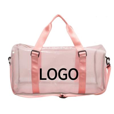 Cina Custom Logo Large Capacity Portable Clear Fitness Pvc Duffel Bag Sport Gym Travel Duffle Beach Bag For Women in vendita