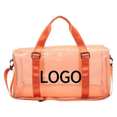 Cina Custom Logo Large Capacity Portable Clear Fitness Pvc Duffel Bag Sport Gym Travel Duffle Beach Bag For Women in vendita
