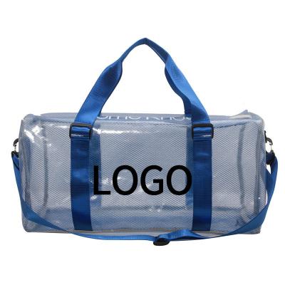 Cina Custom Logo Large Capacity Portable Clear Fitness Pvc Duffel Bag Sport Gym Travel Duffle Beach Bag For Women in vendita