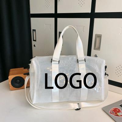 Cina Wholesale Custom Logo Pvc Clear Jelly Color Swimming Overnight Tote Duffel Duffle Bag For Women Girls Ladies Bags in vendita