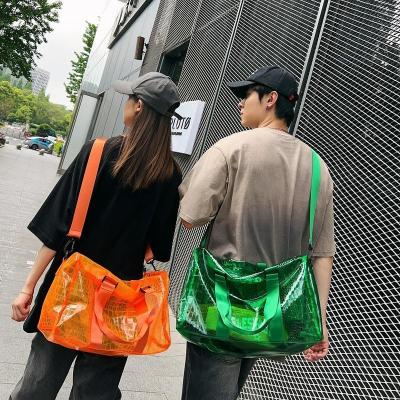 Cina Wholesale Custom Logo Pvc Clear Jelly Color Swimming Overnight Tote Duffel Duffle Bag For Women Girls Ladies Bags in vendita