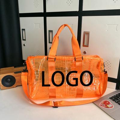 Cina Wholesale Custom Logo Pvc Clear Jelly Color Swimming Overnight Tote Duffel Duffle Bag For Women Girls Ladies Bags in vendita