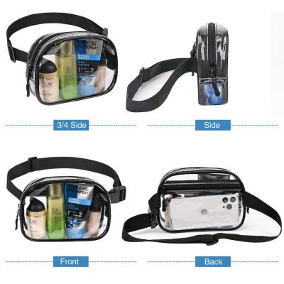 Cina Fashion Square Mini Transparent Colored Triple Zipper Small Clear Purse Fanny Bags Waist Pouch in vendita