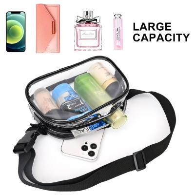 Cina Fashion Square Mini Transparent Colored Triple Zipper Small Clear Purse Fanny Bags Waist Pouch in vendita