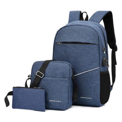 Cina Custom Design Oxford Female Large Capacity Men'S Shoulder Bags Rucksack USB Charging Youth Backpack Set in vendita