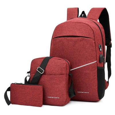 Cina Custom Design Oxford Female Large Capacity Men'S Shoulder Bags Rucksack USB Charging Youth Backpack Set in vendita