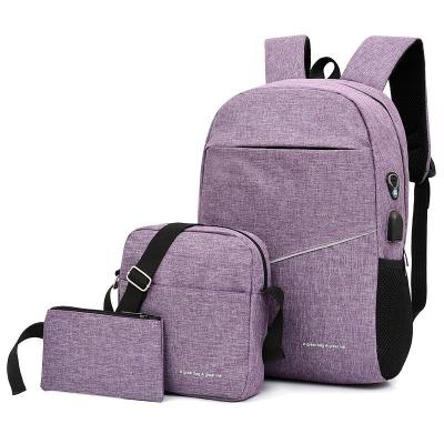 Cina Custom Design Oxford Female Large Capacity Men'S Shoulder Bags Rucksack USB Charging Youth Backpack Set in vendita