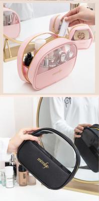 Cina New Style Customization 3pcs/Set Luxury Designer Pvc Clear Cosmetic Bags Black Travel Makeup Pouch Bag With Logo in vendita