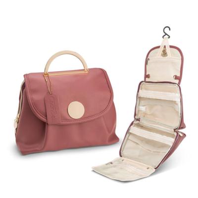Cina Custom Logo Foldable Portable Storage Pink Cosmetic Bags Makeup Organizer Travel Hanging Toiletry Bag in vendita