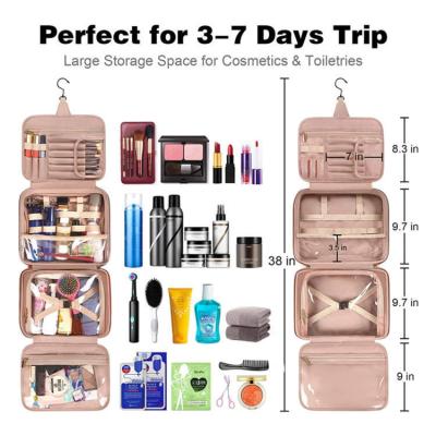 Cina Custom Logo Foldable Portable Storage Pink Cosmetic Bags Makeup Organizer Travel Hanging Toiletry Bag in vendita